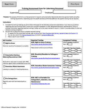 Fillable Online ursa research gsu Safety Training Completion Form Fax ...