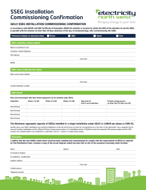 Fillable Online SSEG commissioning installation form - Electricity ...