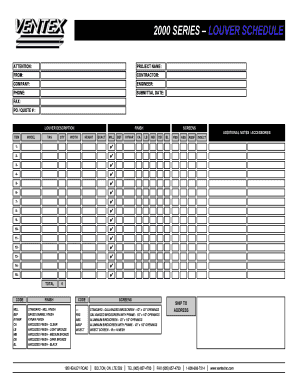 Fillable Online 2000 SERIES - LOUVER SCHEDULE - Ventex Fax Email Print ...