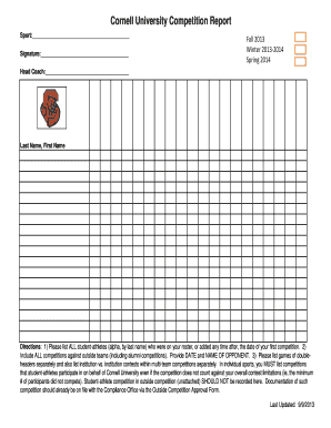 Fillable Online Cornell University Competition Report Fax Email Print - pdfFiller