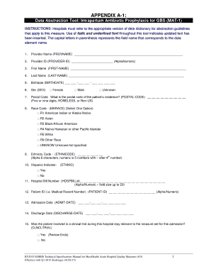 Fillable Online mass Appendix A-1 Data Abstraction Tool Intrapartum ...