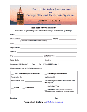 Fillable Online Request for Visa Letter bFormb Fax Email Print - pdfFiller