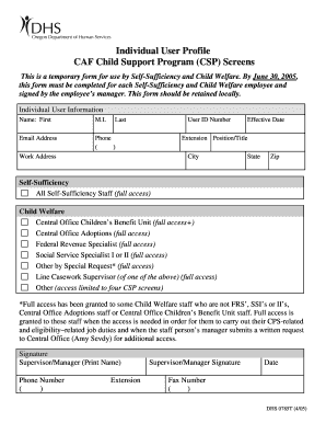 Fillable Online apps state or Individual User Profile CAF Child Support ...
