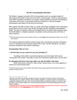 Fillable Online The MLA Documentation Style Sheet Fax Email Print ...