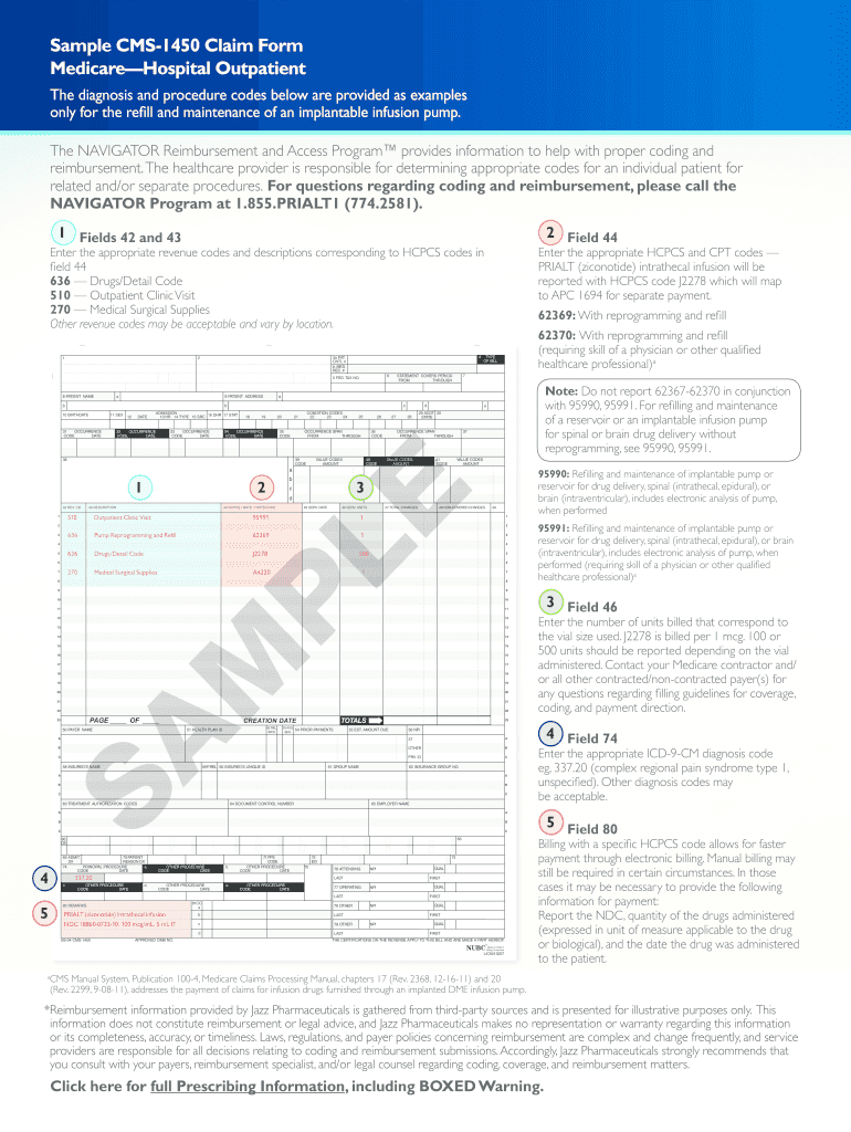 Fillable Online Example CMS 1450 Claim Form - NAVIGATOR Reimbursement ...