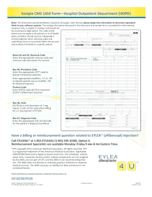 Fillable Online hcp eylea CMS 1450 Sample Claims Form Hospital ...