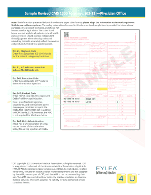 Fillable Online hcp eylea CMS 1500 Sample Claims Form Physician Office - Eylea - hcp eylea Fax ...