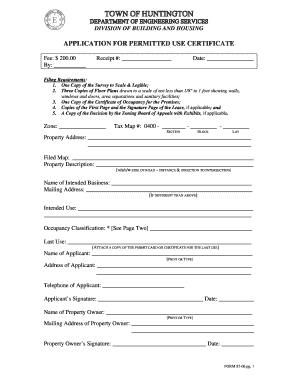 Fillable Online Permitted Use Certificate Application Form 87-06 Fax ...