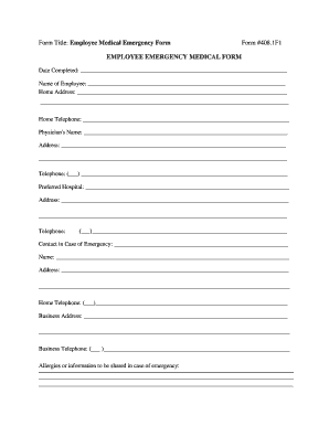 Fillable Online Form Title Employee Medical Emergency Form Form 4081F1 ...