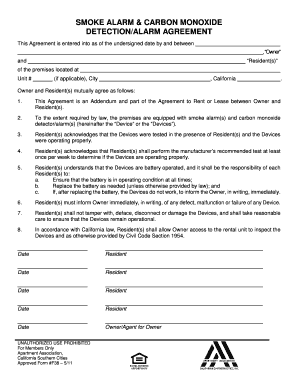 Fillable Online Smoke alarm amp carbon monoxide detectionalarm ...