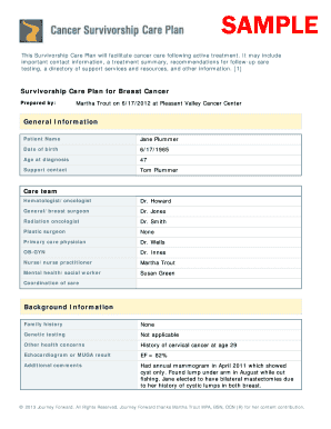 Fillable Online kycancerc This Survivorship Care Plan will facilitate ...