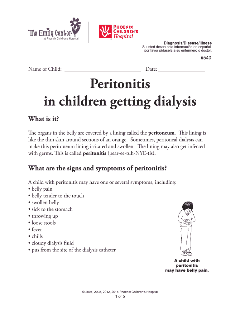 Fillable Online Peritonitis in Children Getting Dialysis 540 peritoneal dialysis nephrology ...