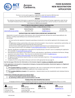 Fillable Online Food Business Registration Application Fax Email Print ...