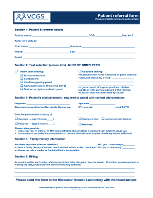 Fillable Online vcgs org Patient Referral Form - VCGS Fax Email Print ...