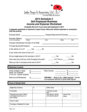 Fillable Online Self Employed Worksheet.pdf - Jodee Paape & Associates ...