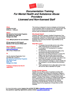 Fillable Online nc-council Documentation Training For Mental Health and ...