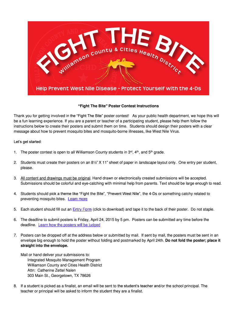 Fillable Online Fight The Bite poster contest! - Williamson County ...