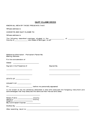 Fillable Online QUIT CLAIM DEED - 1 Page Legal Size Document Fax Email ...