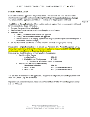 Fillable Online 710 WEA Sublet Application2010 Fax Email Print - pdfFiller