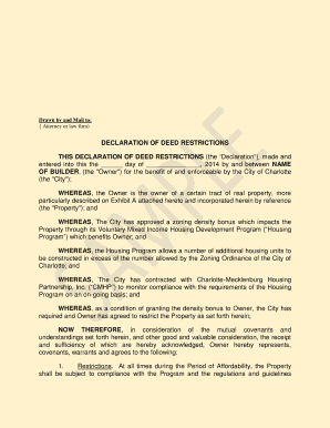 Fillable Online cmhp Sample Declaration of Deed Restrictions ...