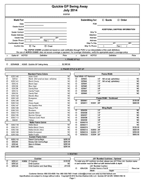Fillable Online GP Swing Away Order Form - Quickie-Wheelchairscom Fax ...