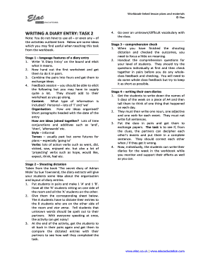 Fillable Online WRITING A DIARY ENTRY TASK 2 - Elac Education Fax Email ...