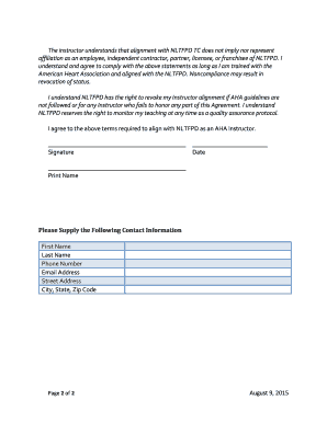Fillable Online Instructor Alignment Agreement eForm Fax Email Print ...