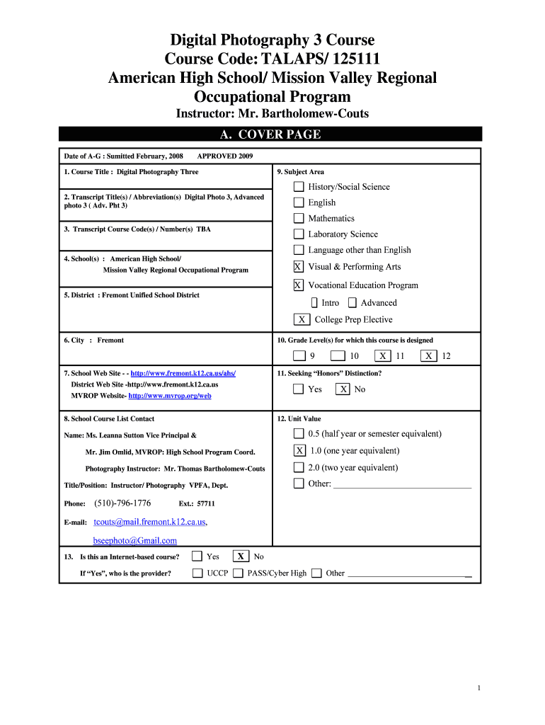 Fillable Online Course Description Template Fax Email Print - pdfFiller