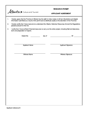 Fillable Online culture alberta Research Permit bApplicationb Agreement ...