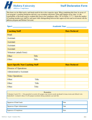 Fillable Online Hofstra University Staff Declaration bFormb - Hofstra ...