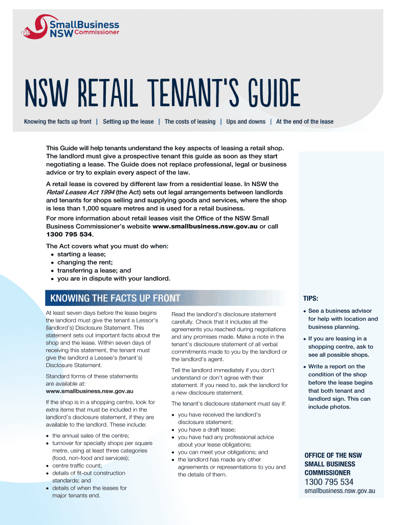 Fillable Online NSW Retail Tenants Guide Fax Email Print - pdfFiller