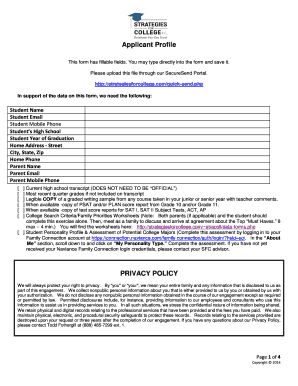 Fillable Online Applicant Profile This form has fillable fields Fax ...