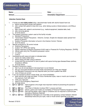 Fillable Online Student Infection Control Quiz - Community Hospital Fax ...