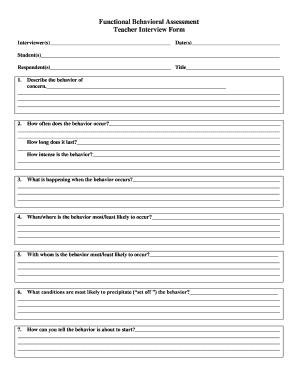 Fillable Online pen k12 va Functional Behavioral Assessment Interview ...
