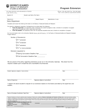 Fillable Online uofa ualberta Program Extension - University of Alberta ...