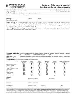 Fillable Online uofa ualberta Letter of Reference to support Fax Email ...