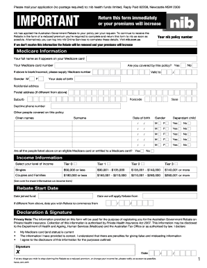Fillable Online Australian Government Rebate form - nib Fax Email Print ...
