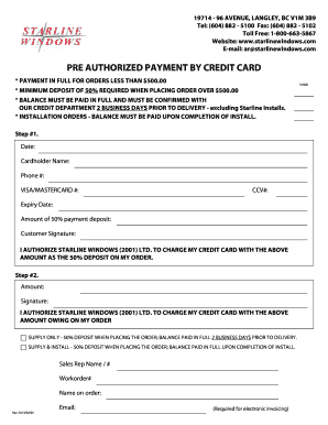 Fillable Online COD Payment Form - Starline Windows Fax Email Print ...