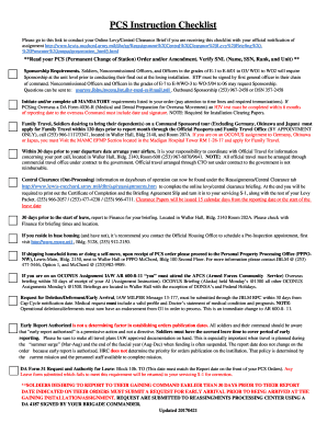Fillable Online PCS Instruction Checklist Fax Email Print - pdfFiller