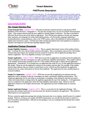 Fillable Online Tenant Selection Plan FASTForms CD Forms Description ...