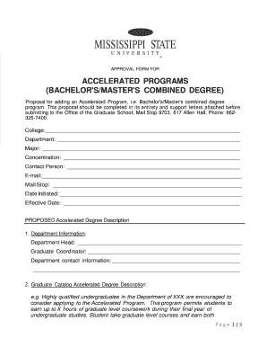 Fillable Online grad msstate Accelerated Programs Approval Form Fax Email Print - pdfFiller