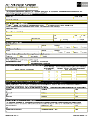 Fillable Online Ach authorization form - Marc Rosenbach of Wells Fargo ...