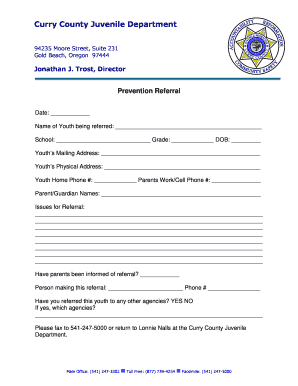 Fillable Online Prevention Referral Fax Email Print - pdfFiller