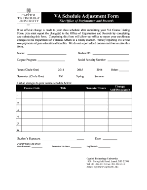 Fillable Online mycapitol captechu VA Schedule Adjustment Form ...
