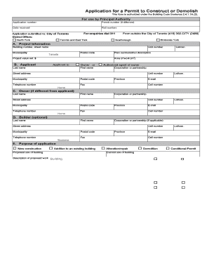 Fillable Online Application for a Permit to Construct or Demolish. Application Fax Email Print ...
