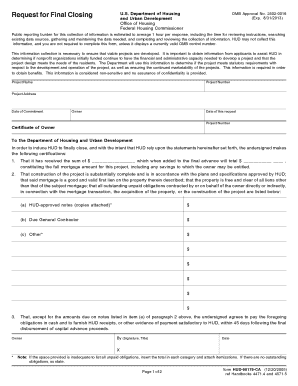 Fillable Online 202and811guide Request for Final Closing - HUD Fax ...