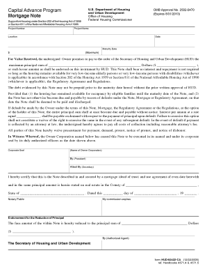 Fillable Online 202and811guide Capital Advance Program Mortgage Note - HUD - 202and811guide Fax ...