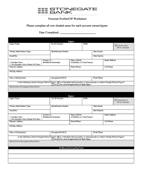 Fillable Online Personal Account Opening Forms - Stonegate Bank Fax ...