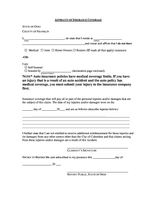 Fillable Online columbuscityattorney Revised Affidavit of Insurance ...