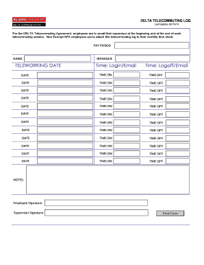 Fillable Online delta ncsu Telecommuting Log - DELTA Fax Email Print ...